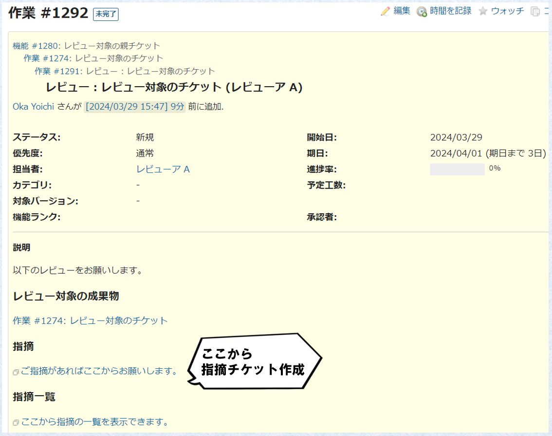 RedmineStudio レビューチケット作成 クイックスタート